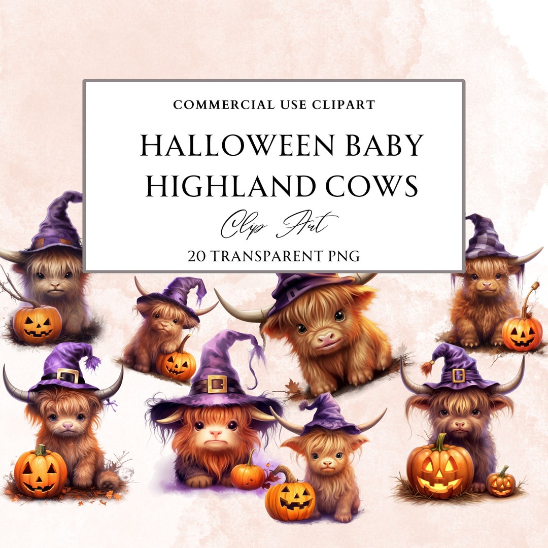 Halloween Baby Highland Cow Clipart, Clipart for Commercial Use ...