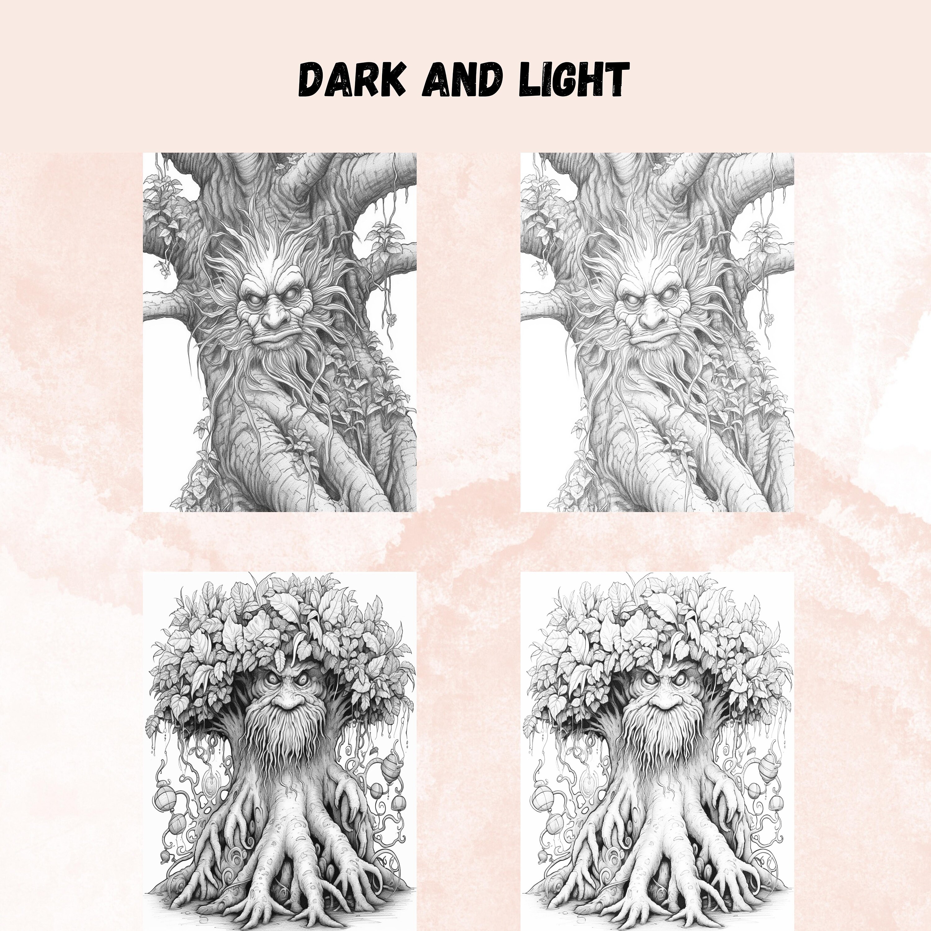 25 Tree Ent Grayscale Coloring Page, JPEG/PDF Format, Instant Download ...