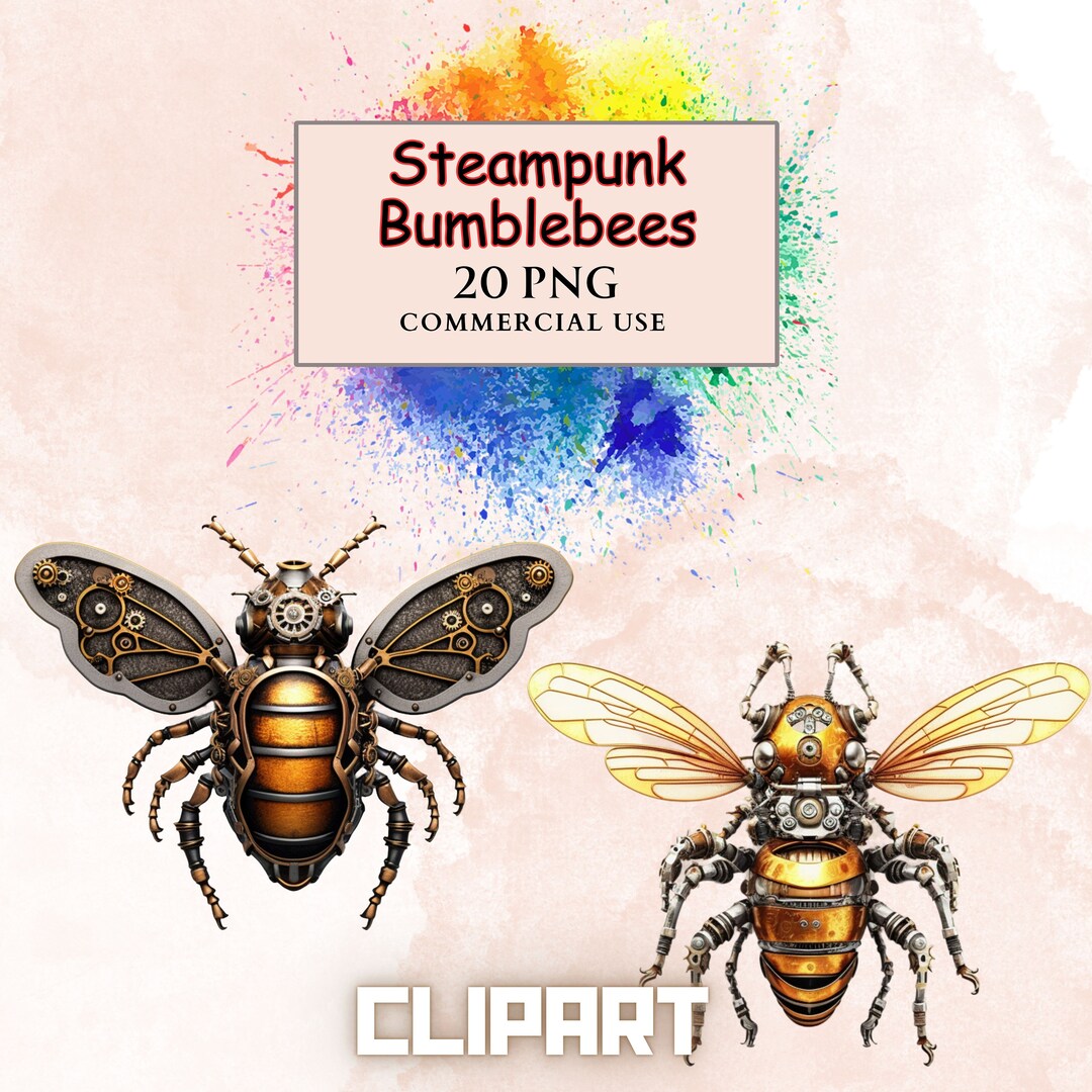 Bee Clipart, Steampunk Bee Clipart, Bee Clipart, Commercial Use, Transparent Pngs, Fantasy ...