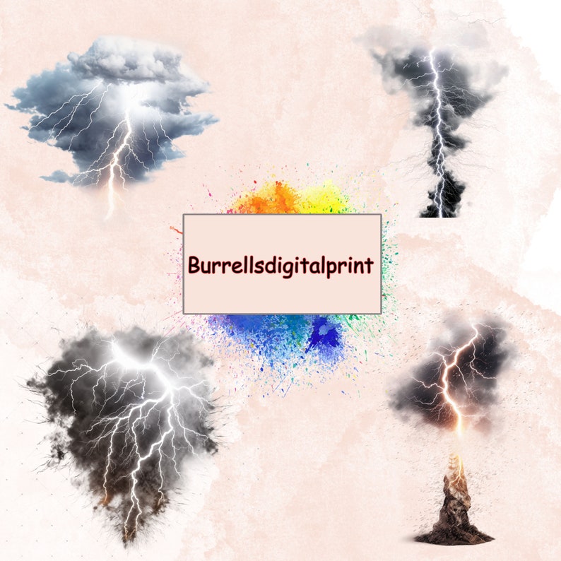 Lightning Storm Clipart Bundle, Digital Scrapbooking Elements, Fantasy ...