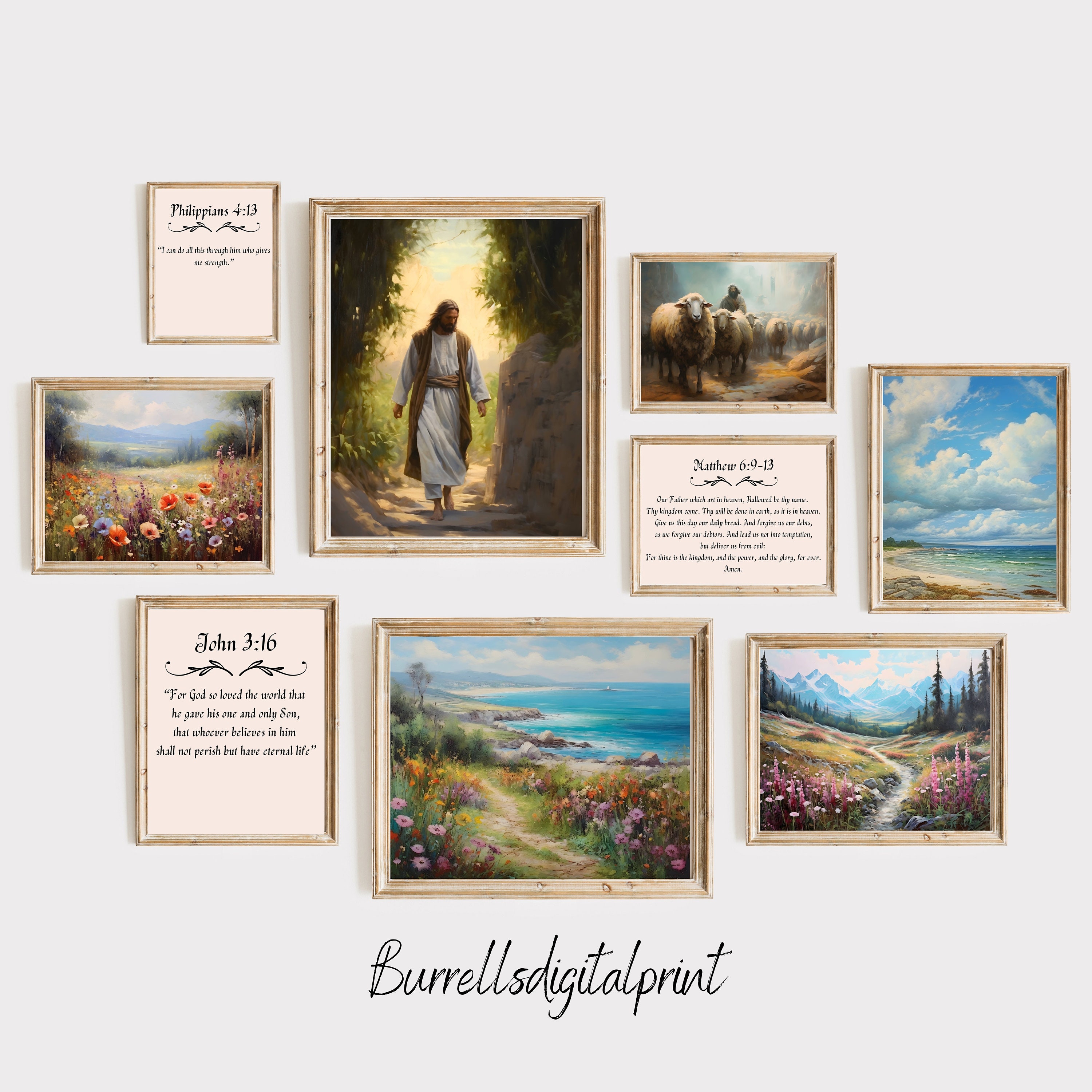 Christian Gallery Set of Nine, DIGITAL DOWNLOAD, Matthew 6 9-13 ...