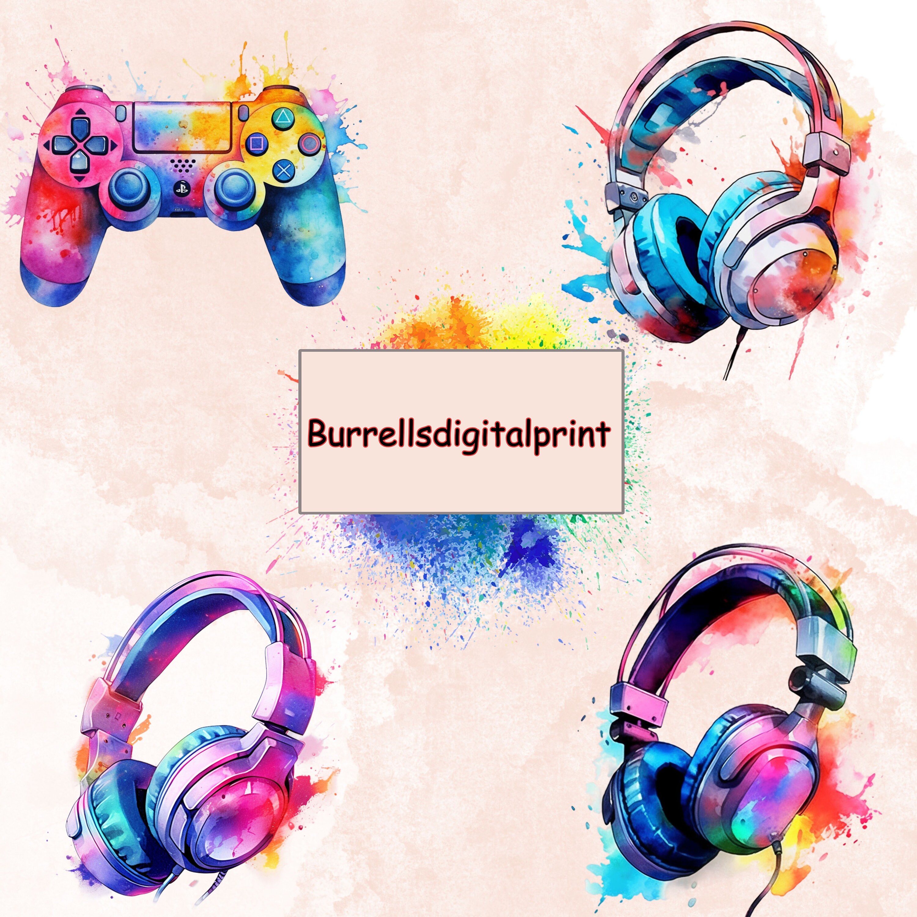 Watercolor Playstation Clipart PNG Bundle Watercolor Digital - Etsy
