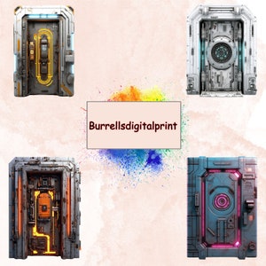 Cyberpunk Door Clipart Bundle, Digital Scrapbooking Elements, Fantasy ...