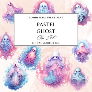 Pastel Ghost Clipart Bundle, Clipart for Commercial Use, Transparent ...