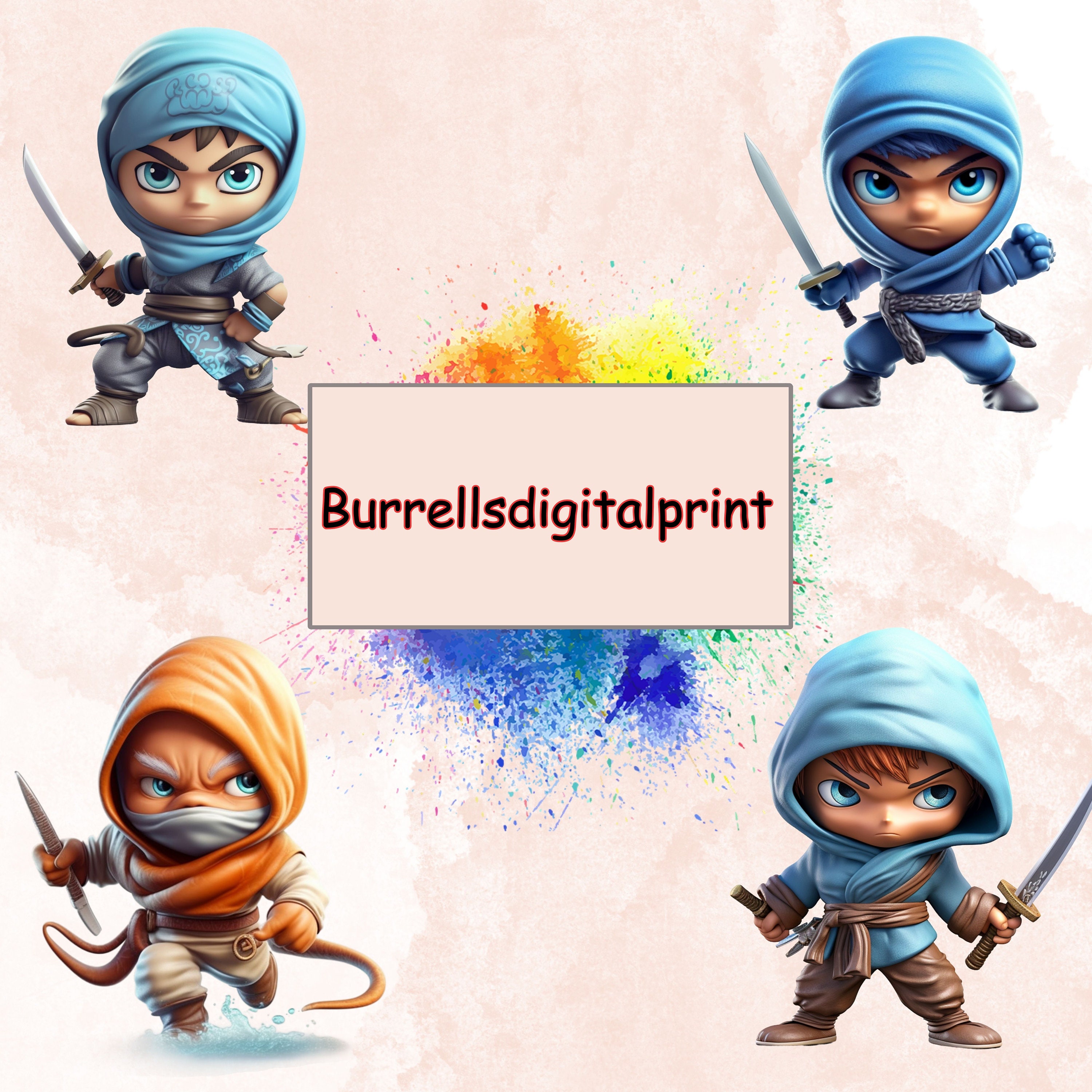 Cute Little Ninja Clipart: Kids' DIY, Decor, Party, Commercial Use, PNG ...