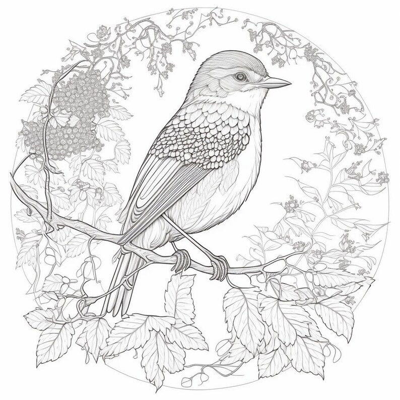 Avian Adventures: 20 Detailed and Vibrant Bird Coloring Pages - Etsy