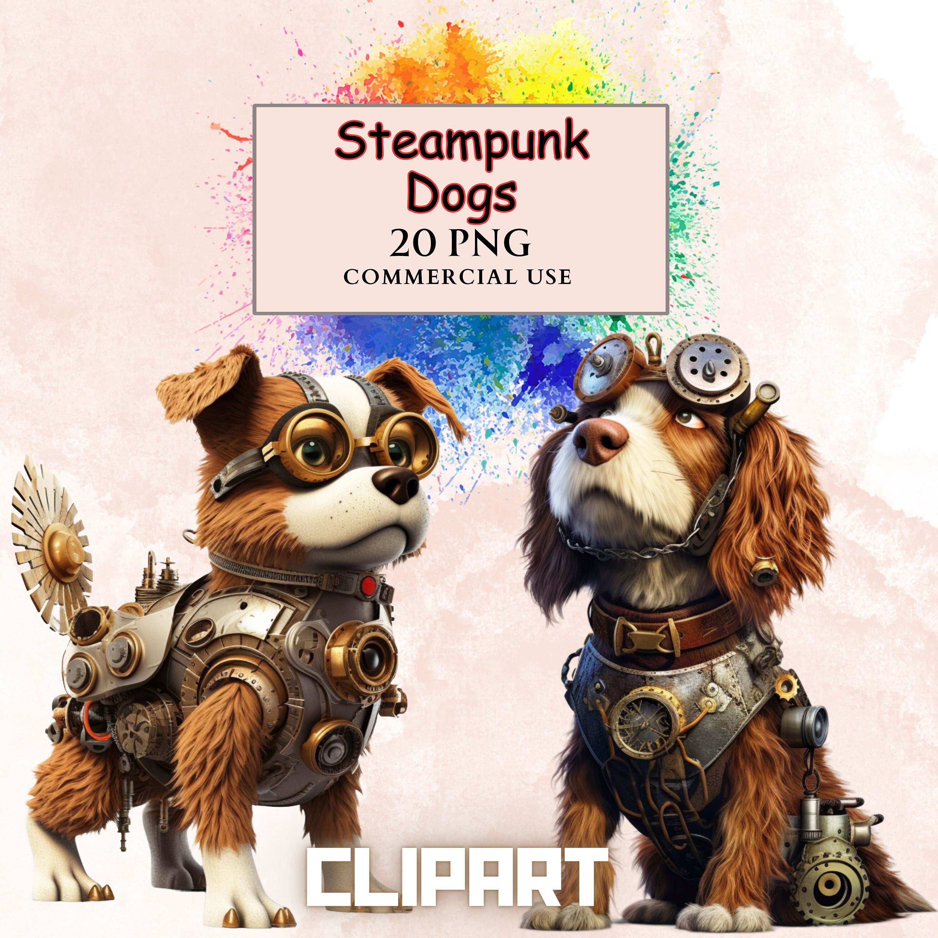 Dogs Clipart Steampunk Clipart Steampunk Dogs Clipart 3D - Etsy