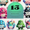 Monster Birthday Clipart, Monster Birthday Party Theme, Cute Colorful ...