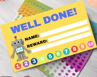Punch Card Reward System, Reward Punch Card, Coupon for Rewards, Kid ...