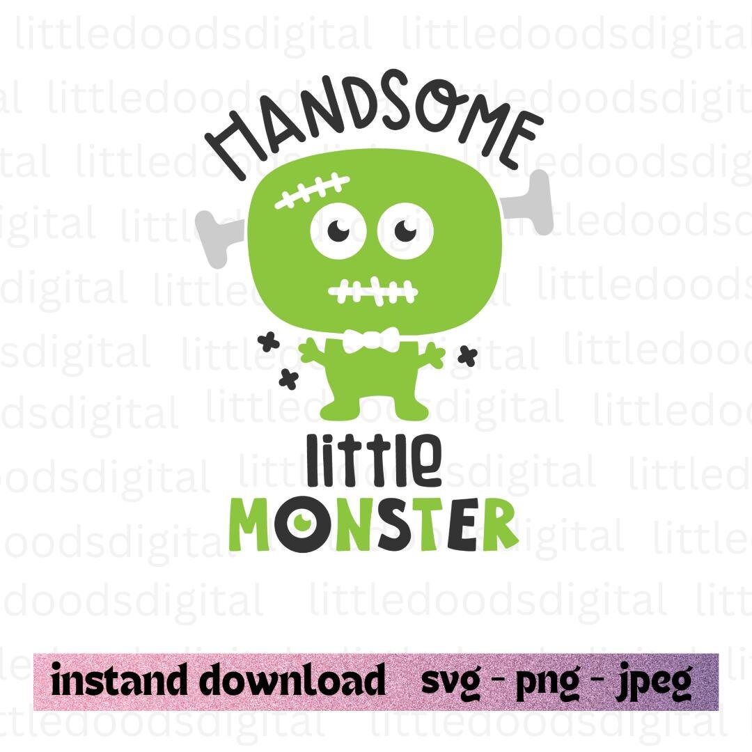 Handsome Little Monster Svg, Monster Svg, Spooky Svg, Halloween Svg ...