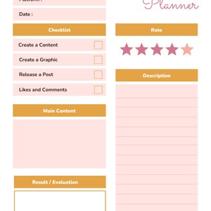 Social Media Content Tracker, Planner Pages, Printable, Planner ...