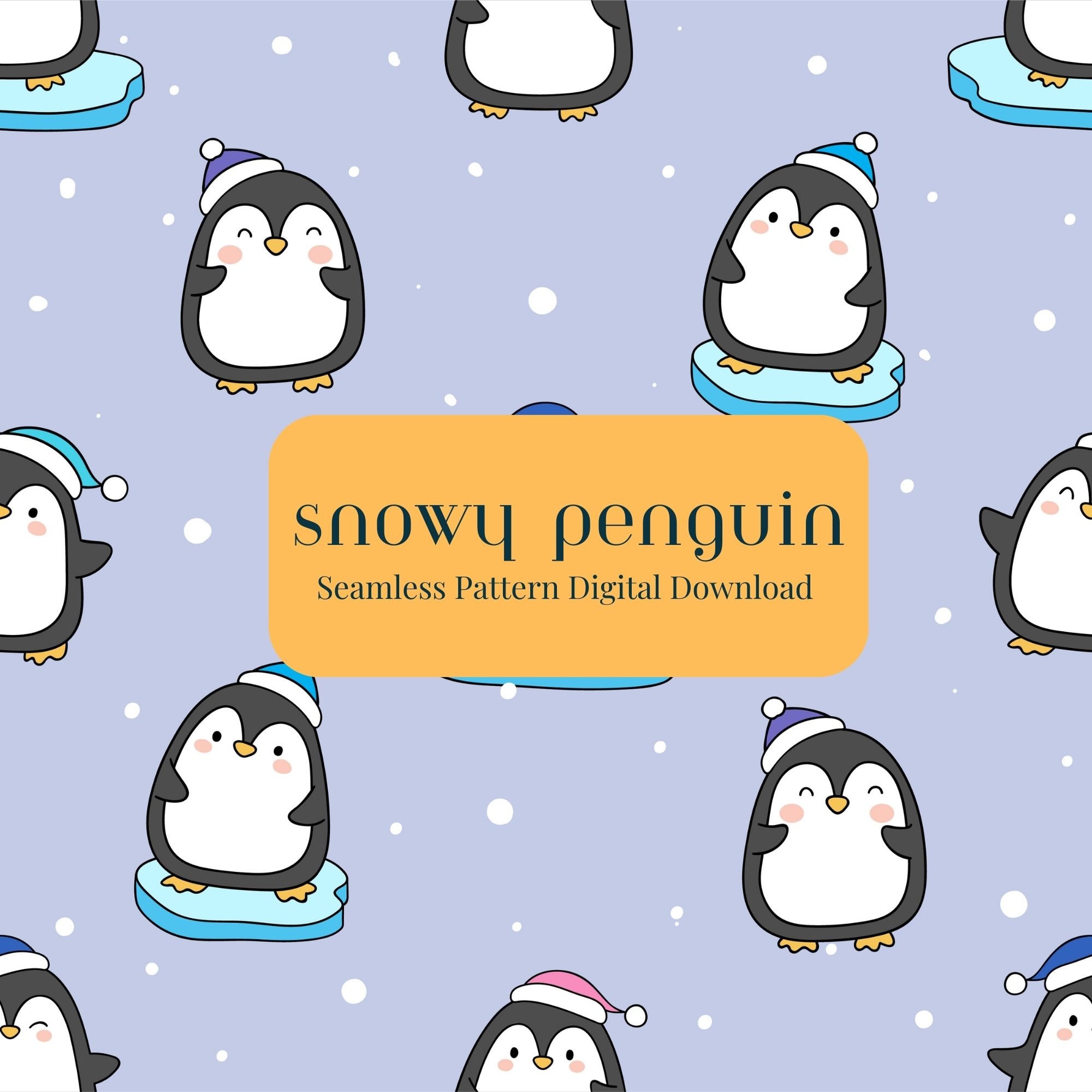 Penguin Seamless Pattern, Seamless Pattern for Penguins, Snowy Cute ...