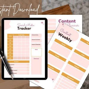 Social Media Content Tracker, Planner Pages, Printable, Planner ...