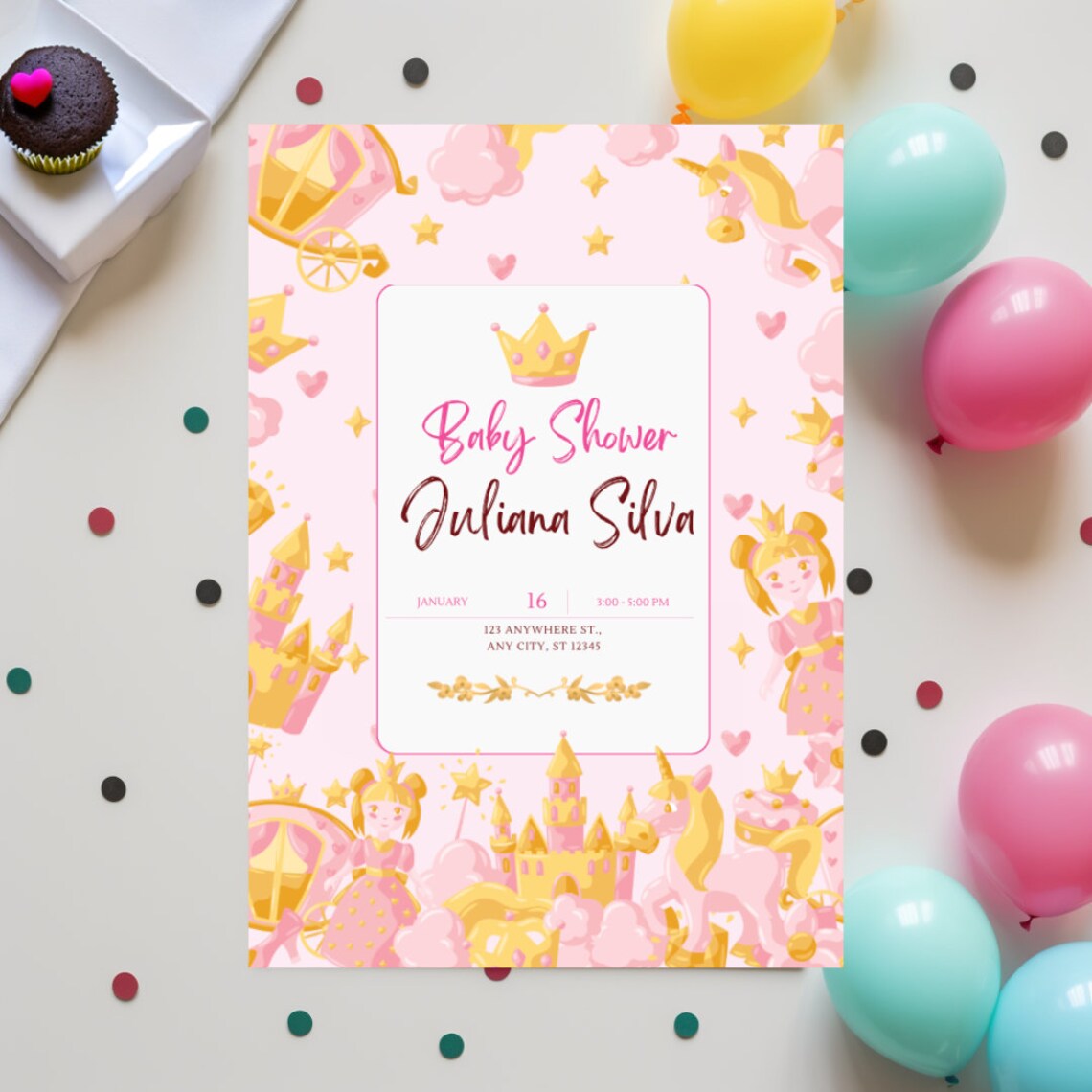 PRINCESS Theme Baby Shower Invitation, Princess Baby Shower Party, Girl ...