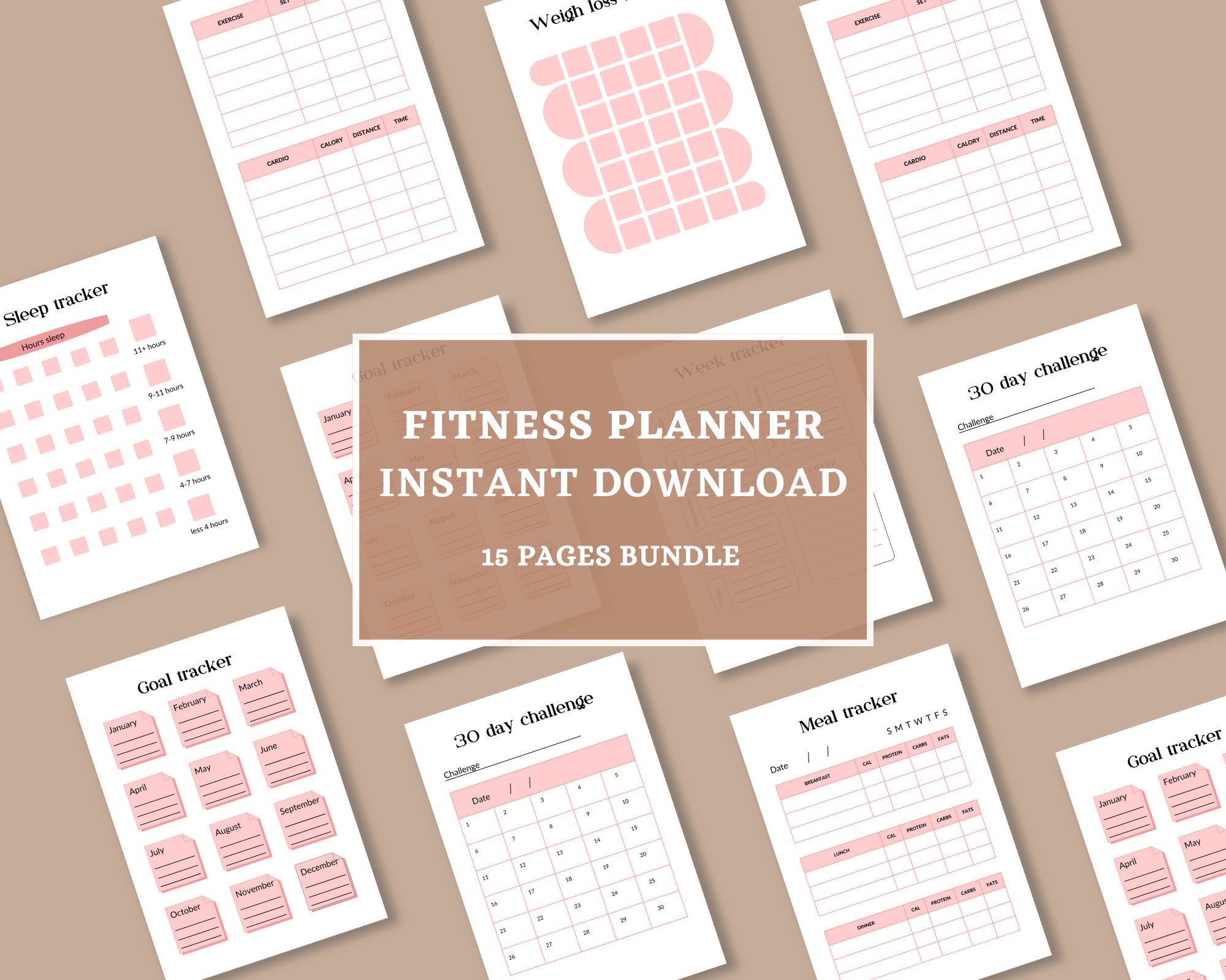Fitness Planner, Weight Loss Tracker, BUNDLE, Workout Planner Fitness ...