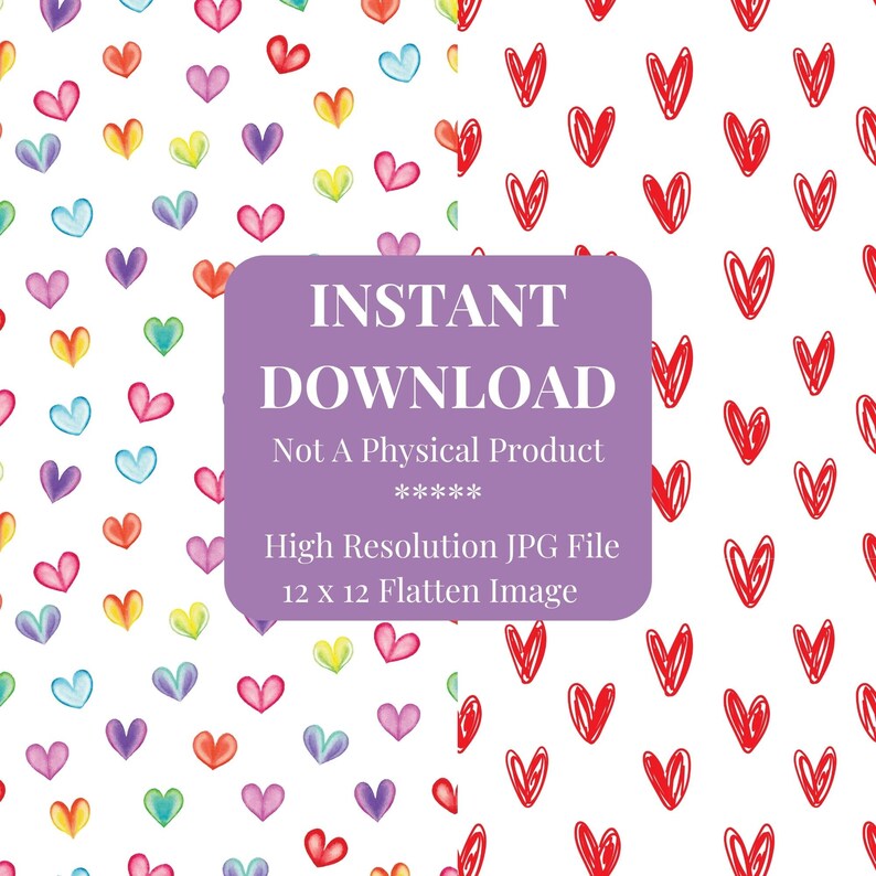 Heart Digital Paper, Hearts Seamless Pattern, Valentine Digital Paper ...