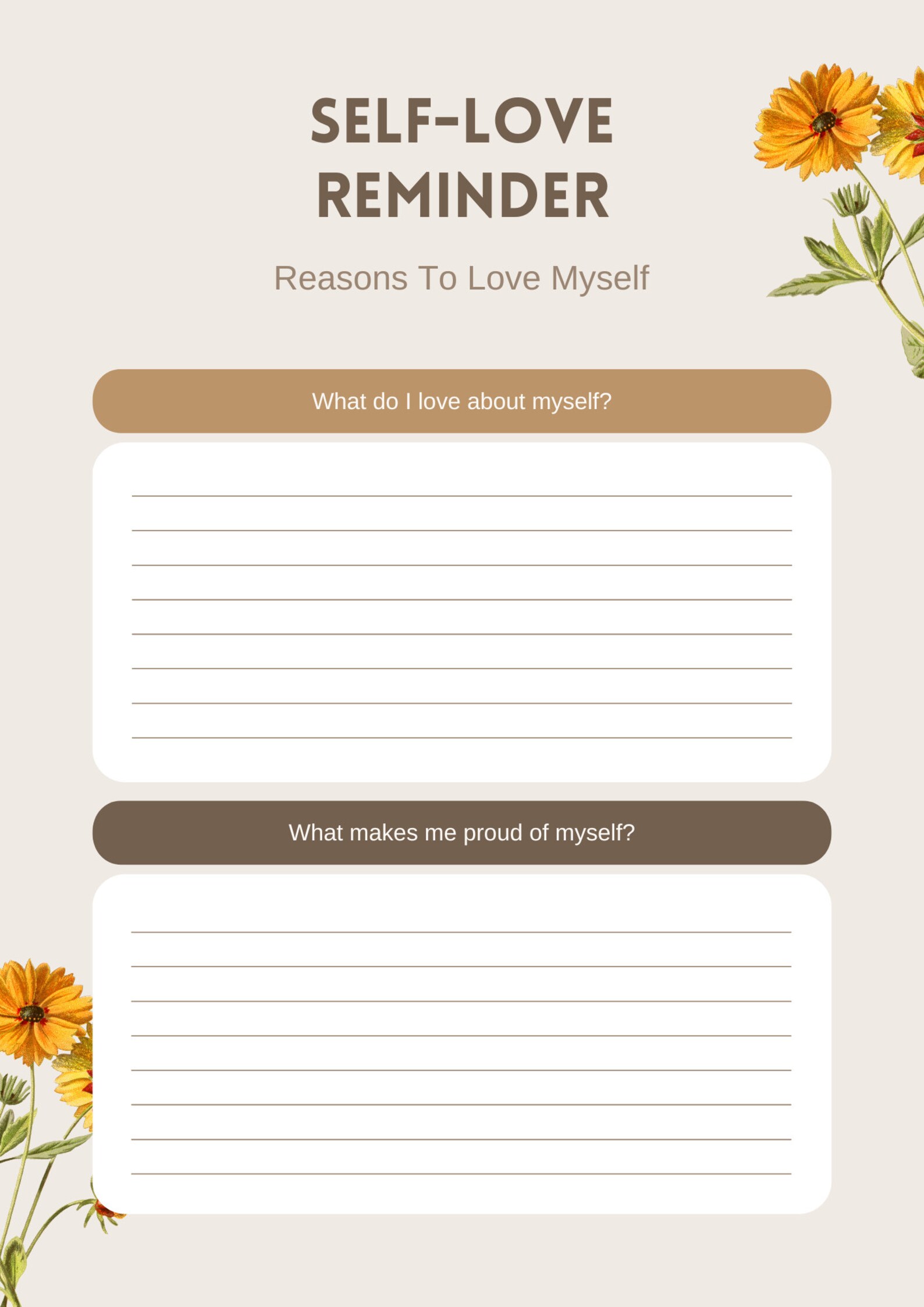 Self Love Planner | Self Love Reflection | Journal | Daily Affirmation ...