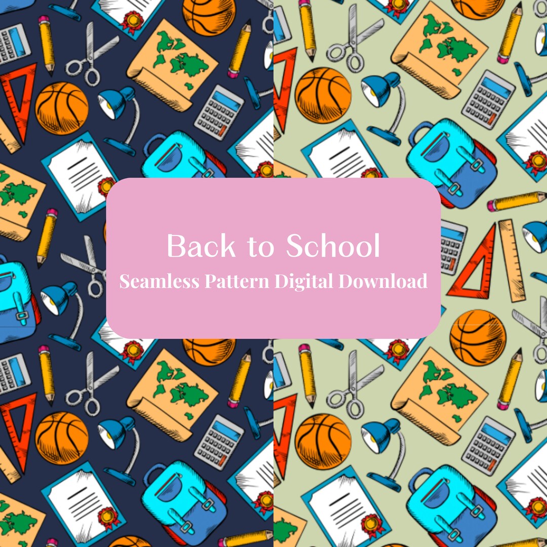 School Digital Papers, Seamless School Patterns, School Printable ...