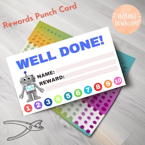 Reward Punch Card, Punch Card Reward System, Coupon for Rewards, Kid ...