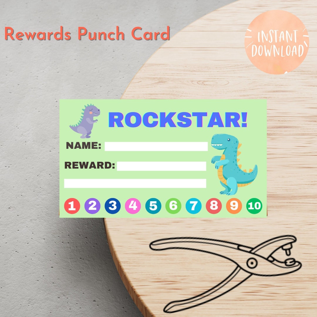 Punch Card Reward System, Reward Punch Card, Coupon for Rewards, Kid ...