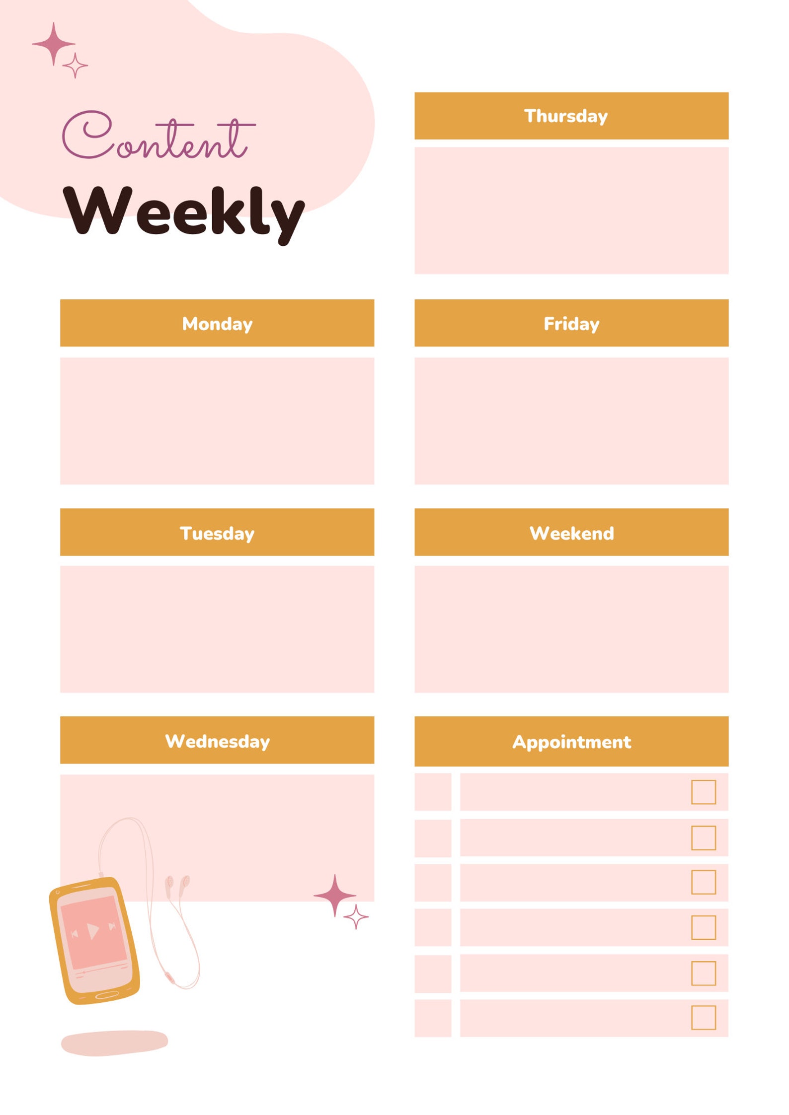 Social Media Content Tracker, Planner Pages, Printable, Planner ...