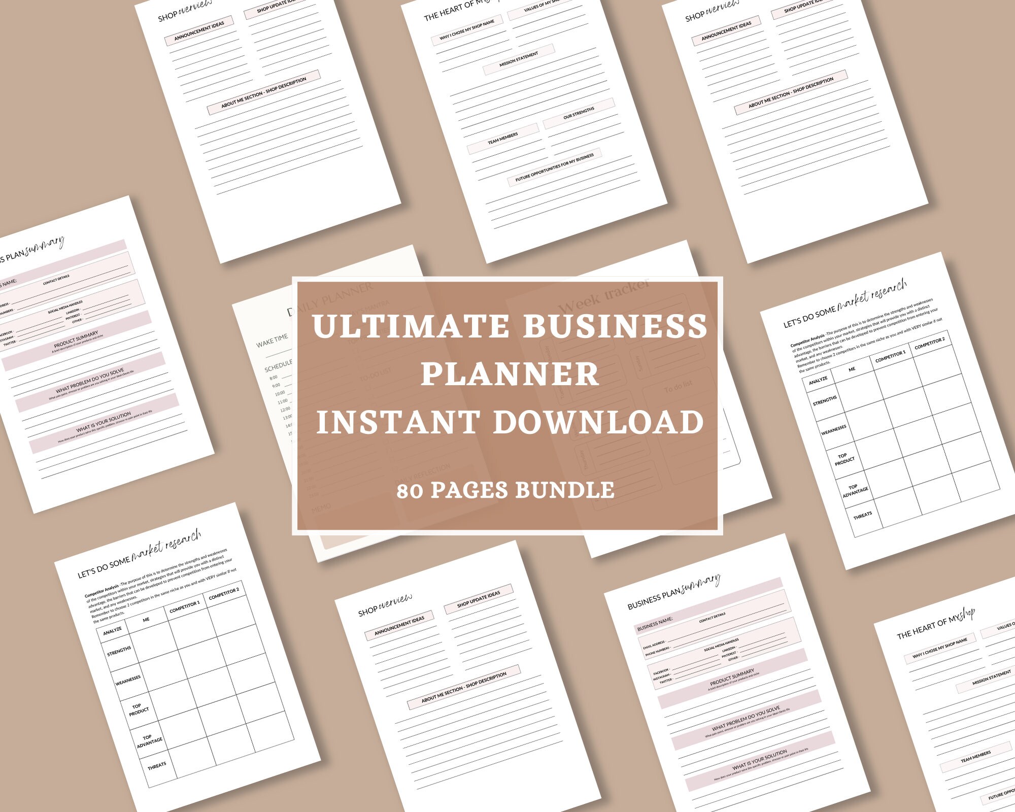Business Planner Printable BUNDLE, Small Business Planner, Side Hustle ...