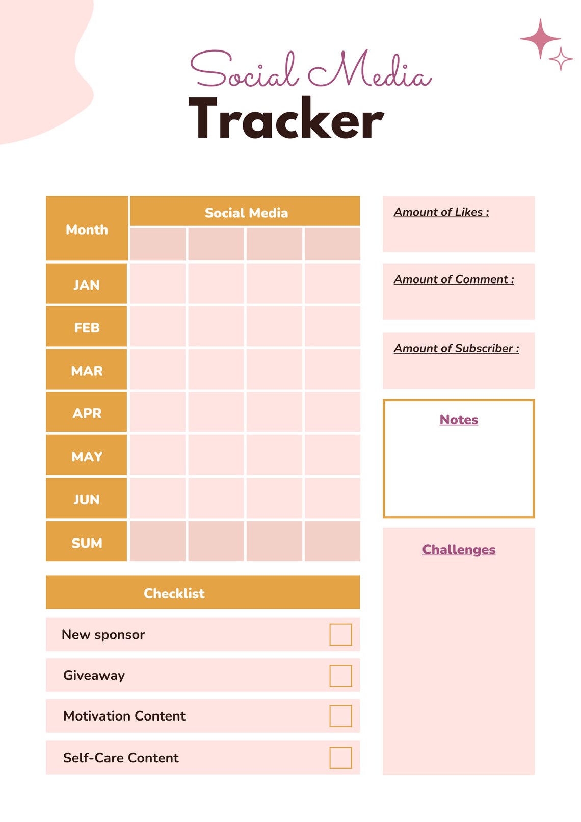 Social Media Content Tracker, Planner Pages, Printable, Planner ...