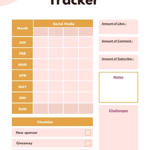 Social Media Content Tracker, Planner Pages, Printable, Planner ...