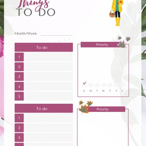 Printable Feminine Daily Planner, Feminine Daily Planner, Floral ...