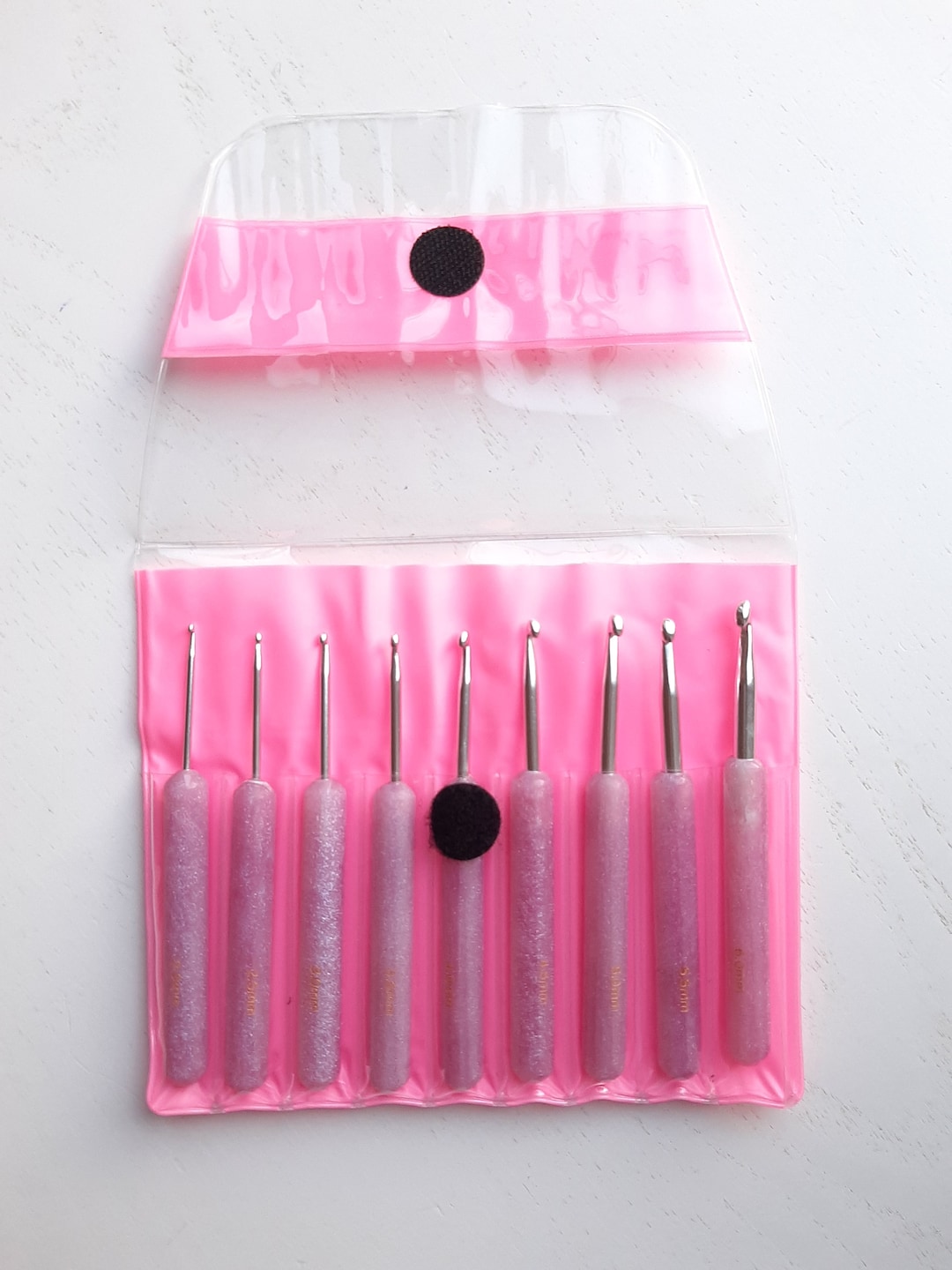 Pink Crochet Hooks Set of 9 Glitter Crochet Hooks Plastic Handle ...