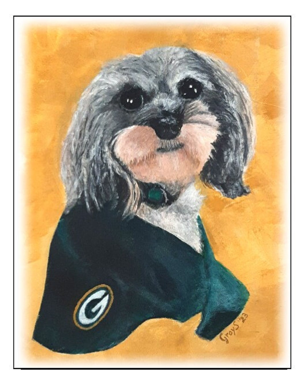 Set of 4 Notecards Blank Folded: Cavapoo Dog Packers Fan - Etsy