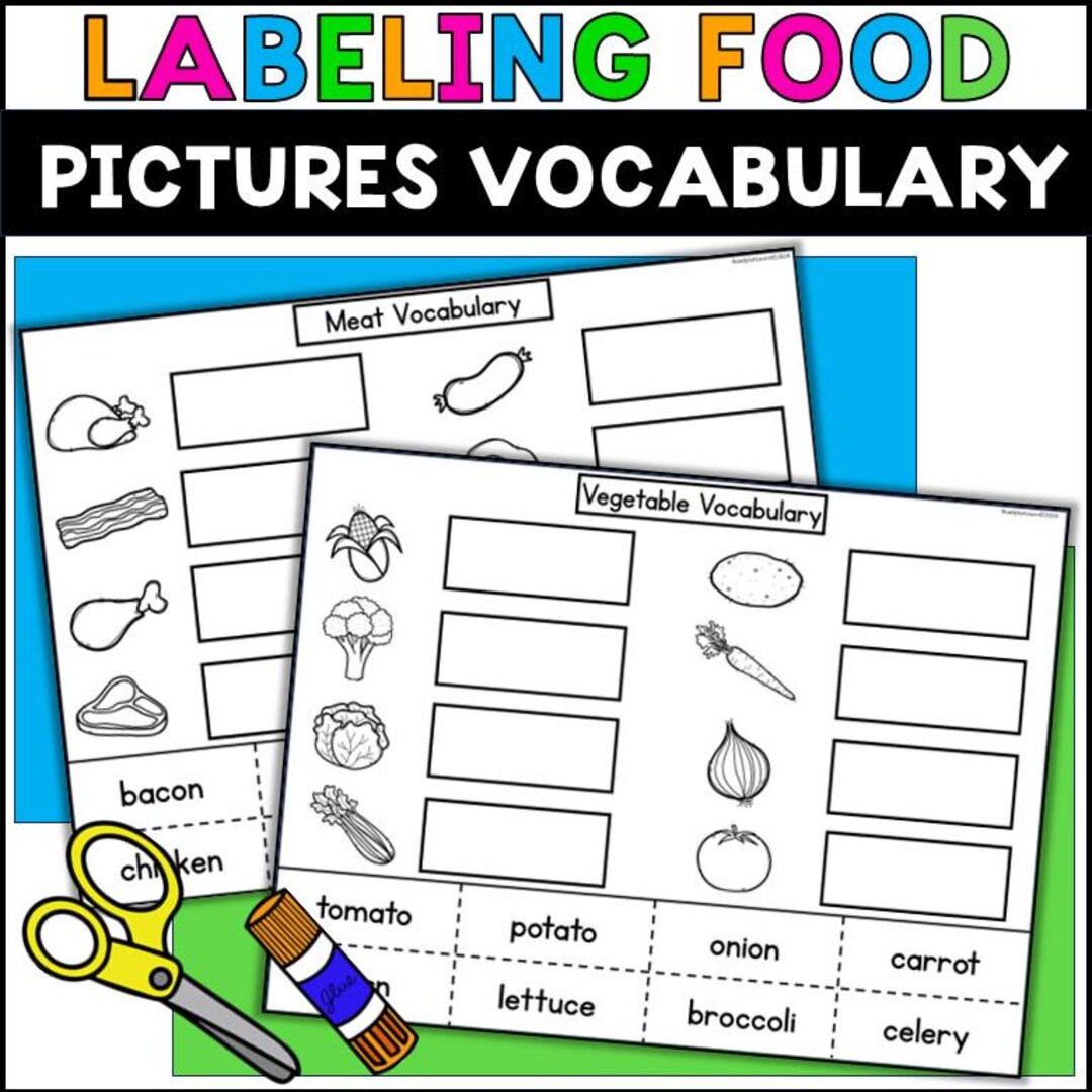 Labeling Pictures Food Vocabulary Worksheets ELL MLL ESL Newcomers ...