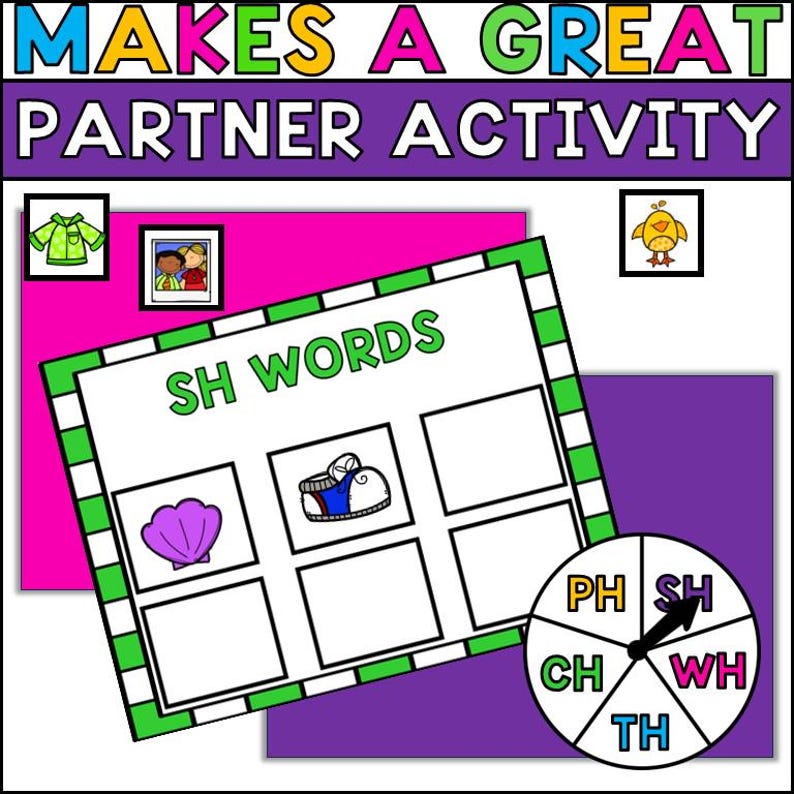 Consonant Digraph Spin and Cover Activity and Letter Sounds Game - Etsy