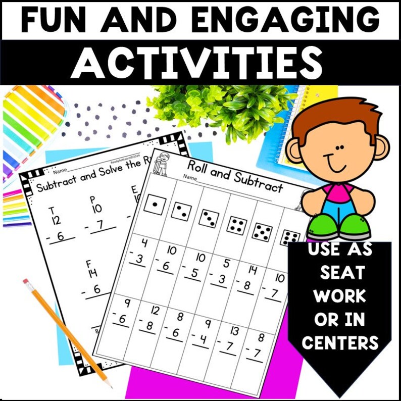 Subtraction Within 20 Worksheets Subtraction Fact Fluency - Etsy