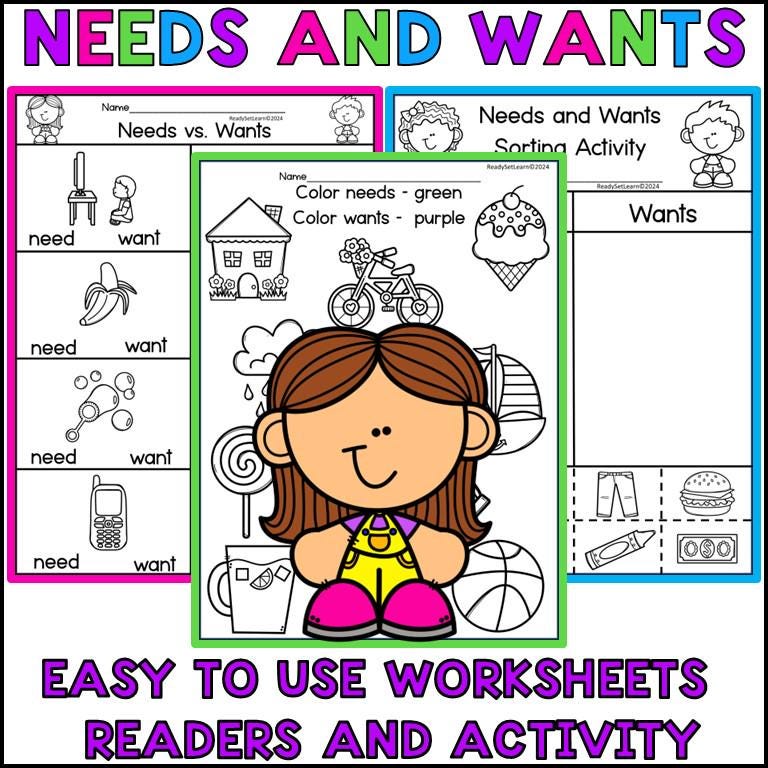 Wants Versus Needs Worksheets Primary Wants Vs. Needs Sort Printable