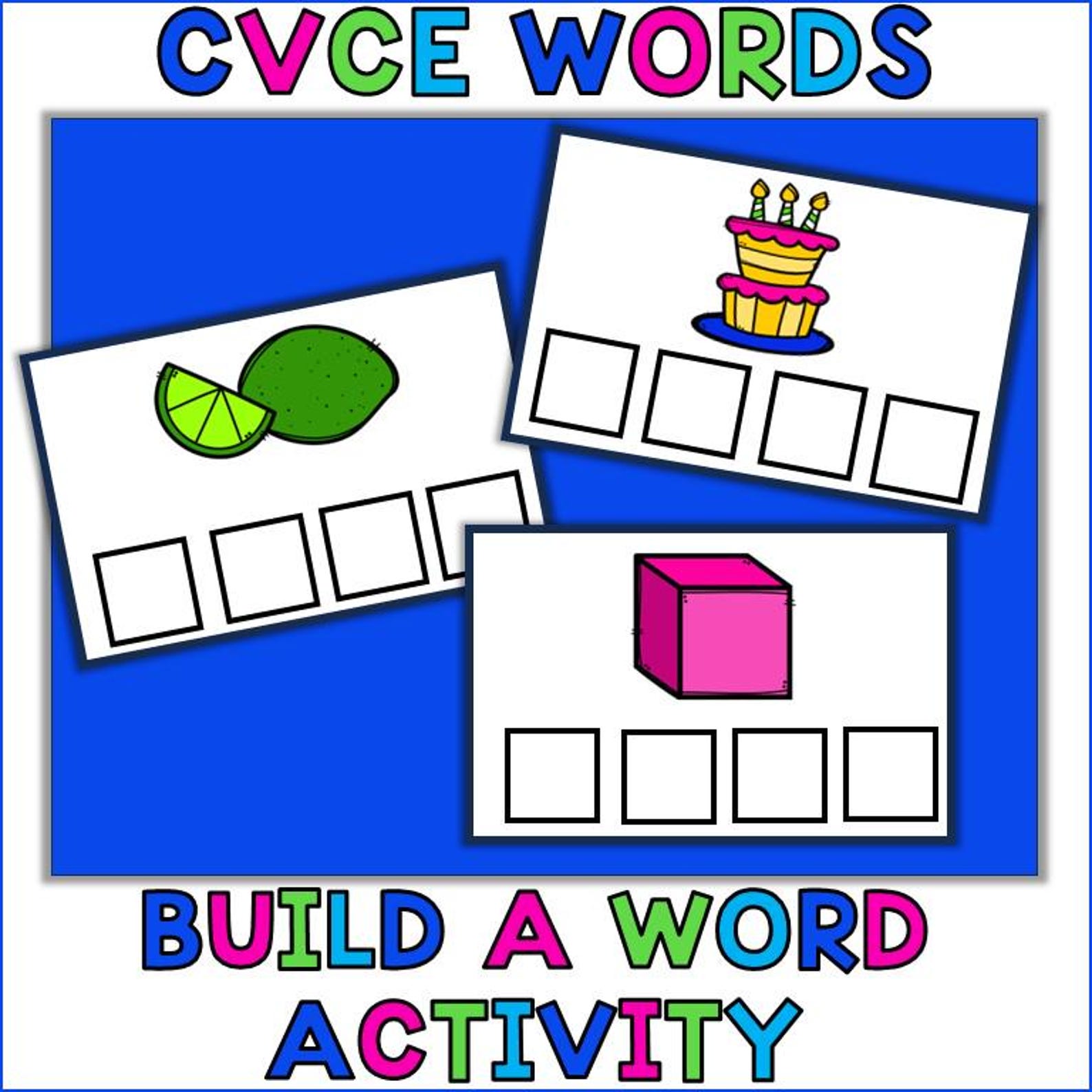 CVCE Words Activity Elkonin Boxes 4 Sounds Long Vowel Silent E Build a ...