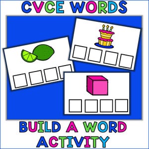 CVCE Words Activity Elkonin Boxes 4 Sounds Long Vowel Silent E Build a ...