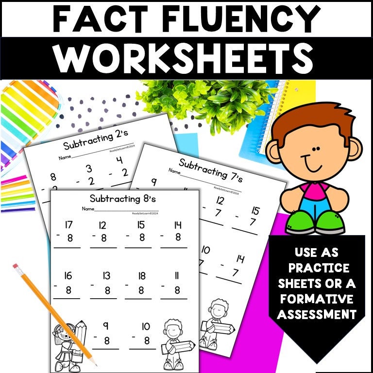 Subtraction Within 20 Worksheets Subtraction Fact Fluency - Etsy