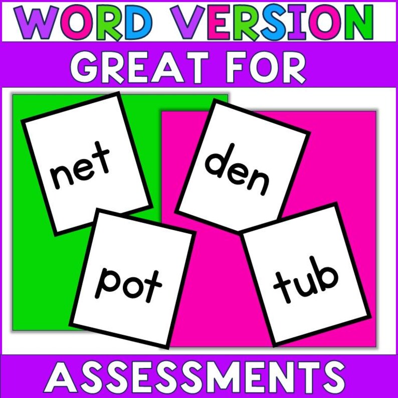CVC Words Flashcards and Short Vowels Activity With Pocket Chart Cards ...