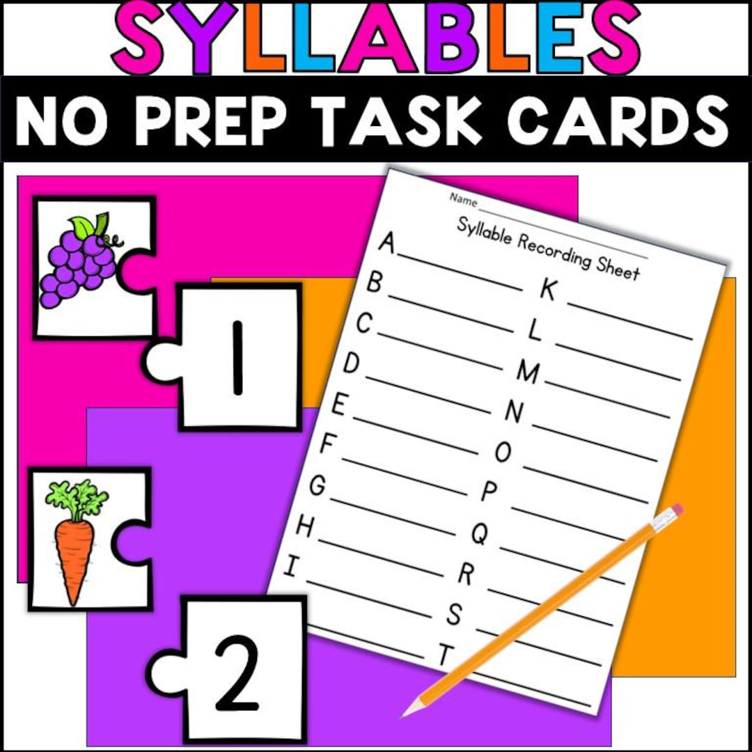 Syllables Picture Cards Matching Activity Open and Closed Syllable Task ...