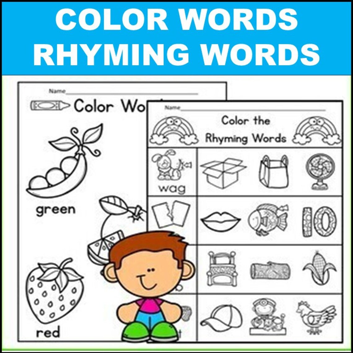 Letter Writing Letter Sounds and Rhyming Words Worksheets - Etsy