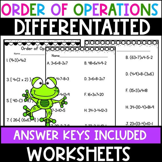 Order Of Operations Brackets Worksheet