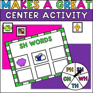 Consonant Digraph Spin and Cover Activity and Letter Sounds Game - Etsy