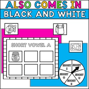 Short Vowel Sounds Spin and Cover Activity CVC Words Game With Pictures ...