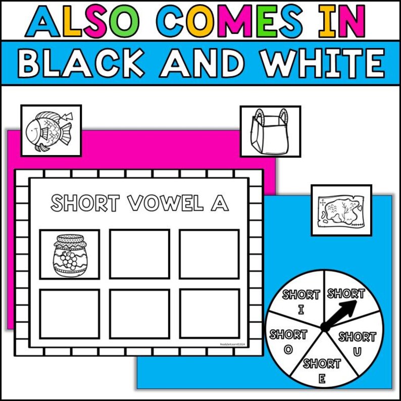 Short Vowel Sounds Spin and Cover Activity CVC Words Game With Pictures ...