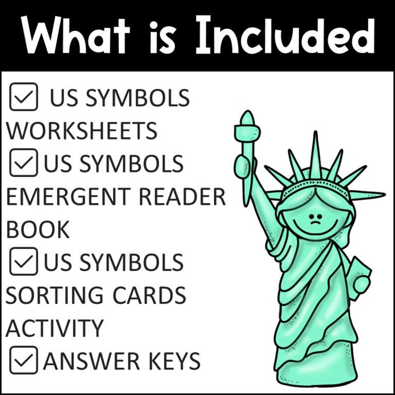 US Symbols Worksheets and Activity for Kindergarten First Grade Social ...