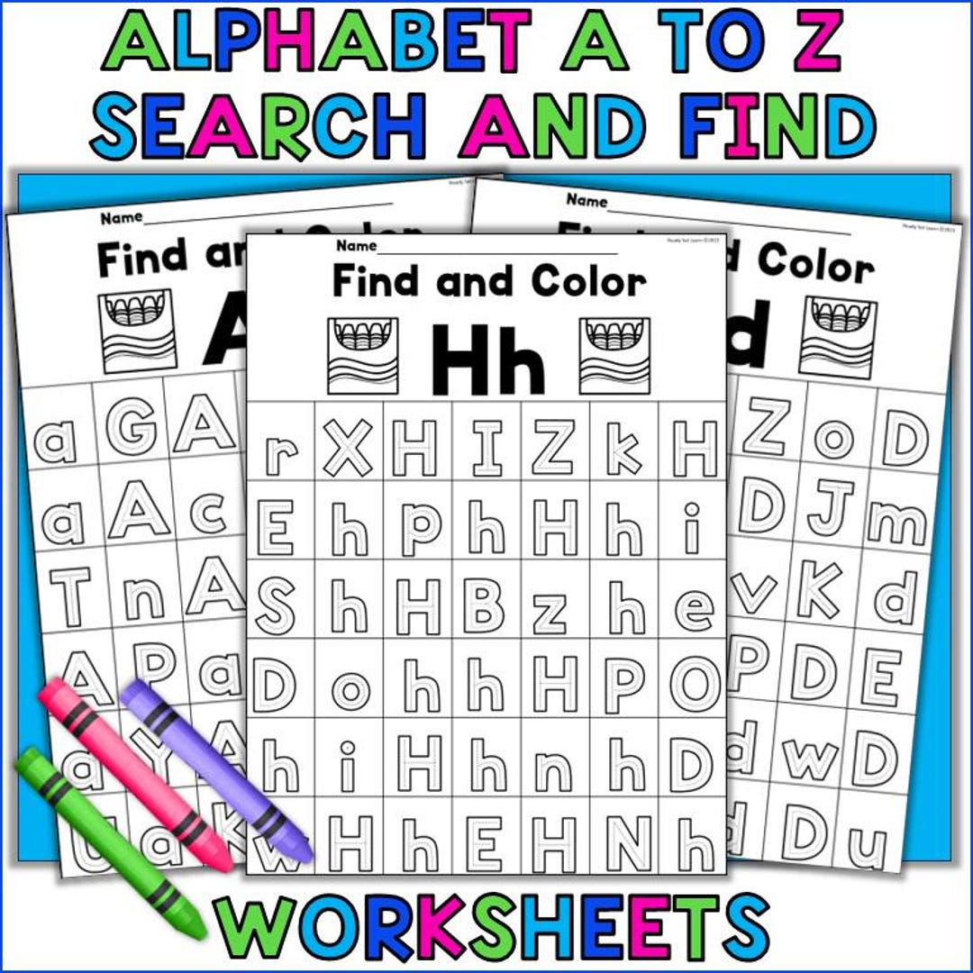 Alphabet Recognition Search and Find Upper and Lower Case Worksheets - Etsy