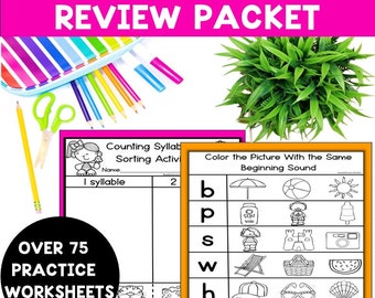Kindergarten Summer Review Worksheets | Math Phonics Handwriting and ...