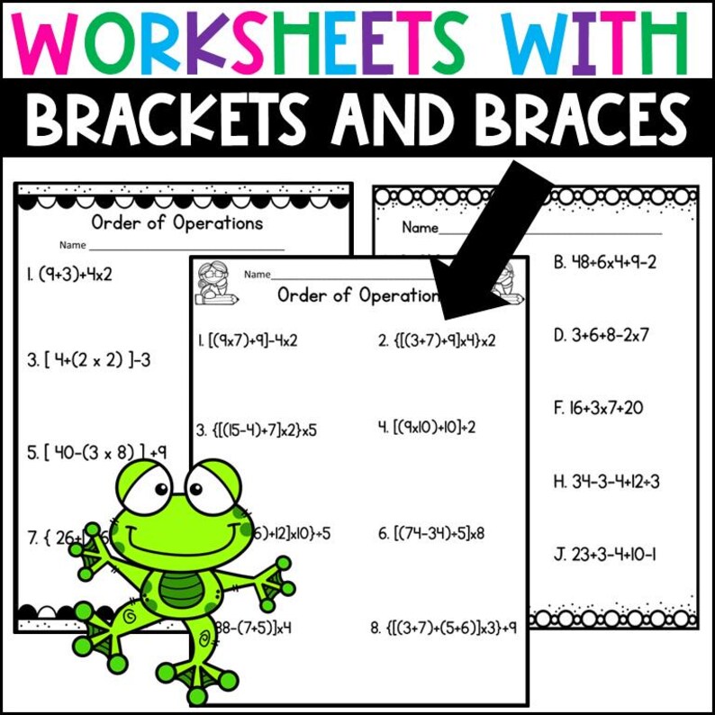 Order of Operations Worksheets and Poster With and Without Brackets and ...