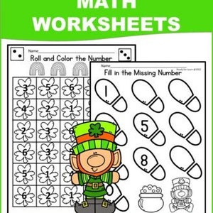 St Patrick's Day Math and Literacy Worksheets March Preschool - Etsy